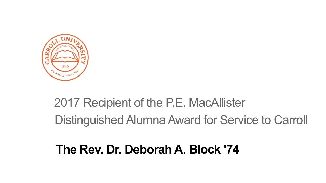 Alumni Awards: The Rev. Dr. Deborah Block '74 - YouTube