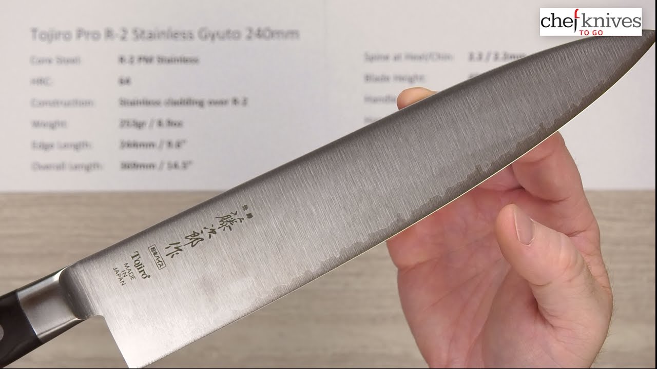 Tojiro Pro R-2 Stainless Gyuto 240mm Quick Look - YouTube