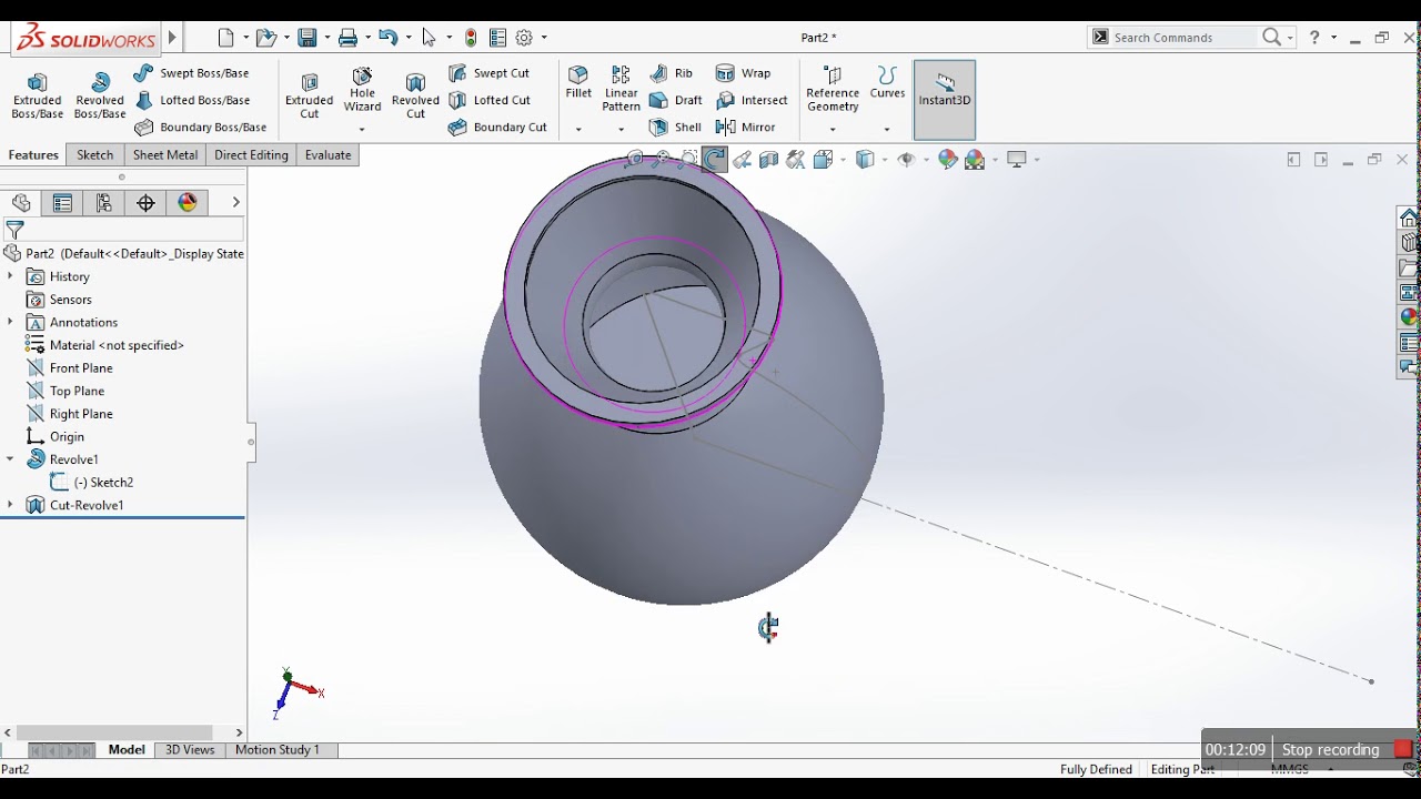 REVOLVED CUT SOLIDWORKS - YouTube