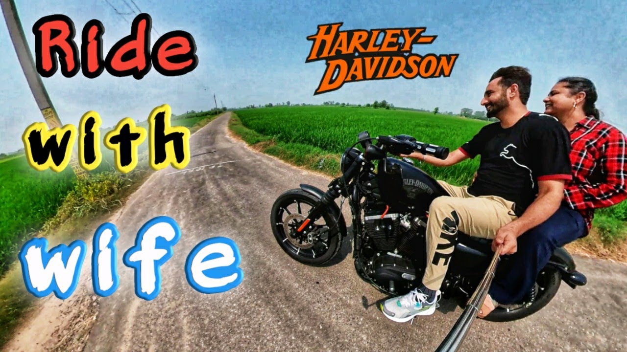first time first ride on Harley Davidson with my wife - YouTube