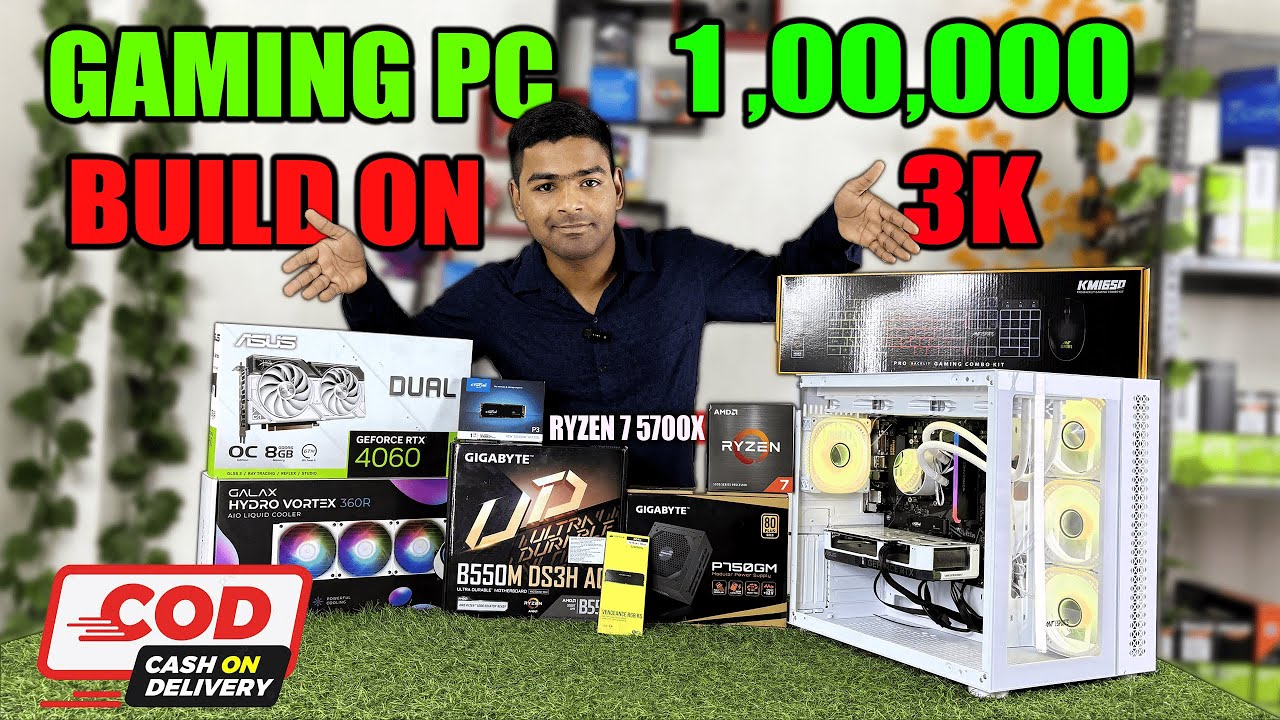 Rs.1LAKH 3K🔥 PC Build With RYZEN7 5700X+16GB RAM+LIQUID COOLER COOLER ...