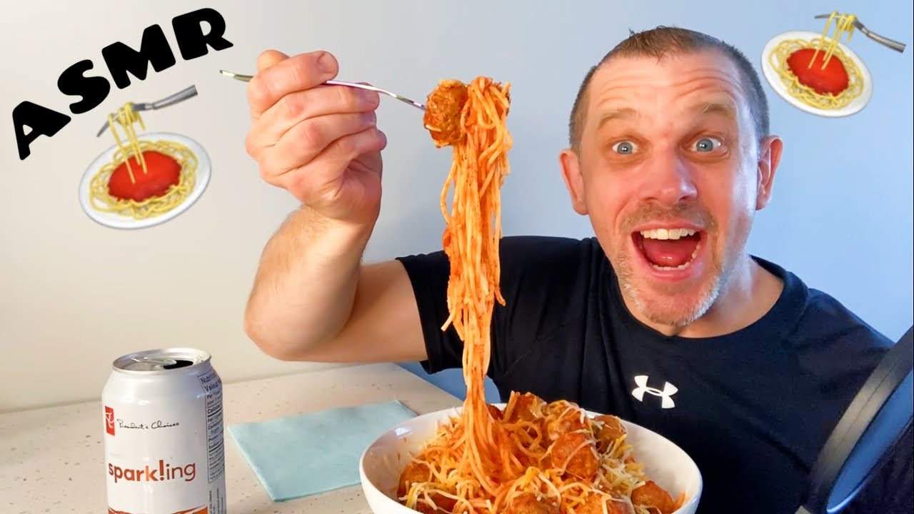 ASMR Eating Spaghetti + Meatballs (BIG BITES) *Super Satisfying ...