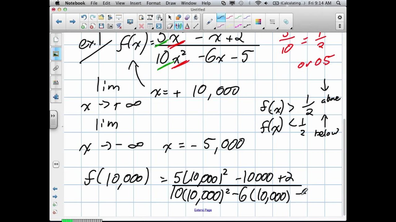 Horizontal Asymptotes, as X tends to Infinity Grade 12 Calculus Lesson ...