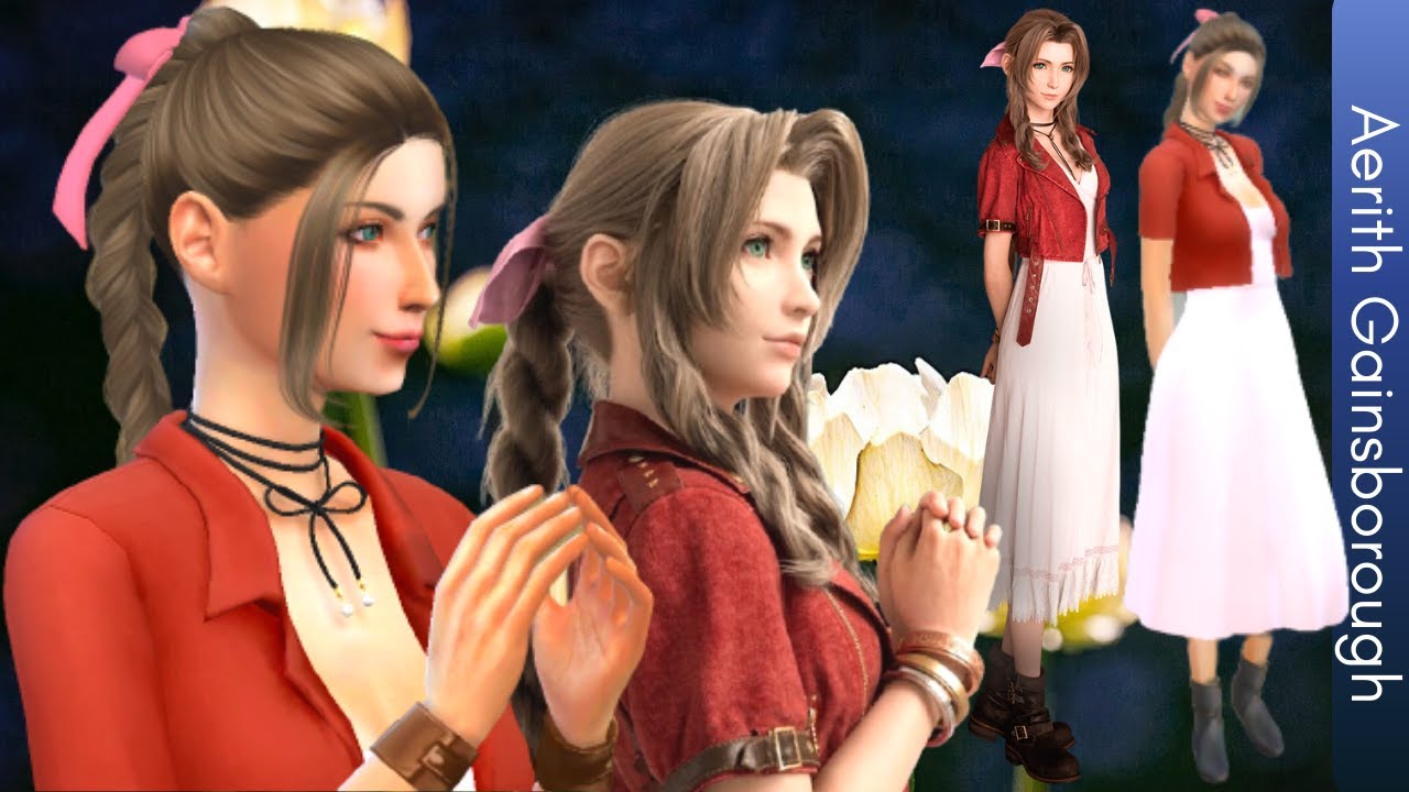 The Sims 4 CAS: Aerith Gainsborough from Final Fantasy VII + CC links ...