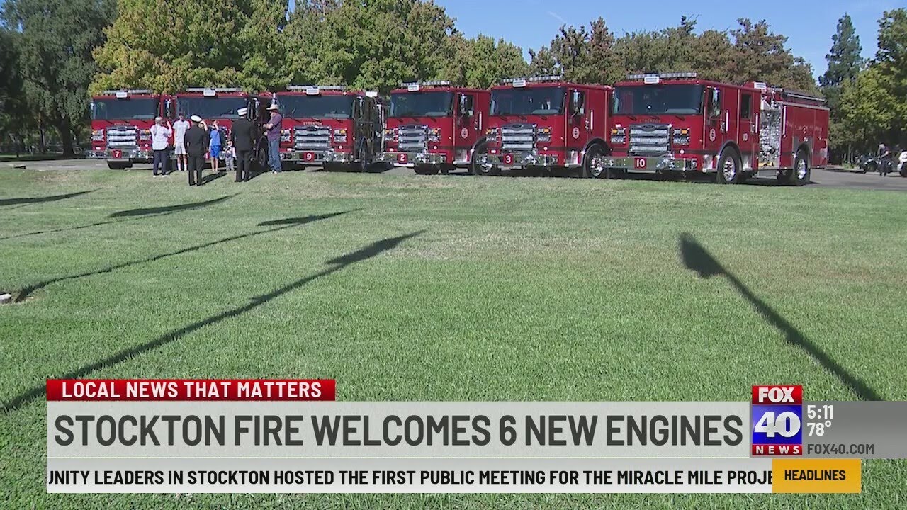 Stockton Fire Department welcomes six new engines - YouTube