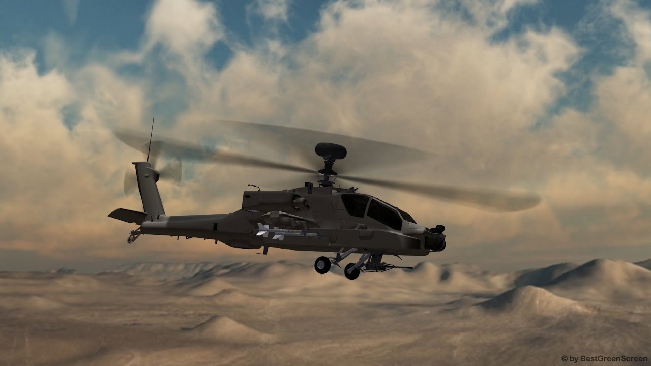 Boeing AH-64 Apache Helicopter fly over desert - green screen Video Background - free use - YouTube