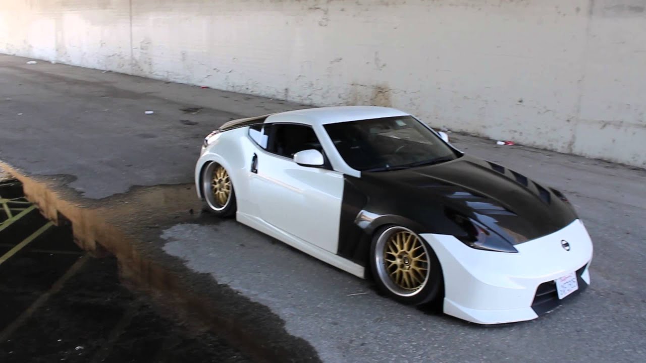Raahim Rajput's bagged 370z on Work VS-XX - YouTube