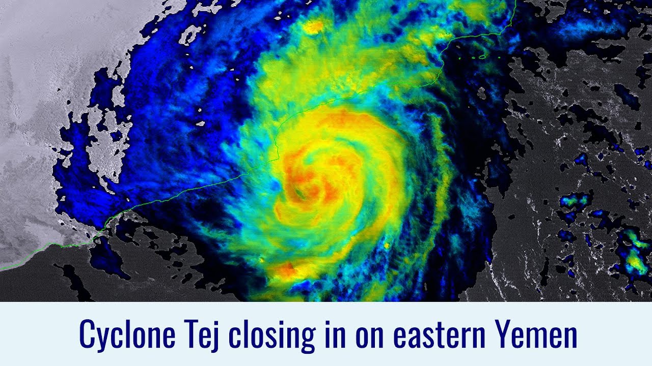 Cyclone Tej closing in on eastern Yemen - October 23, 2023 - YouTube