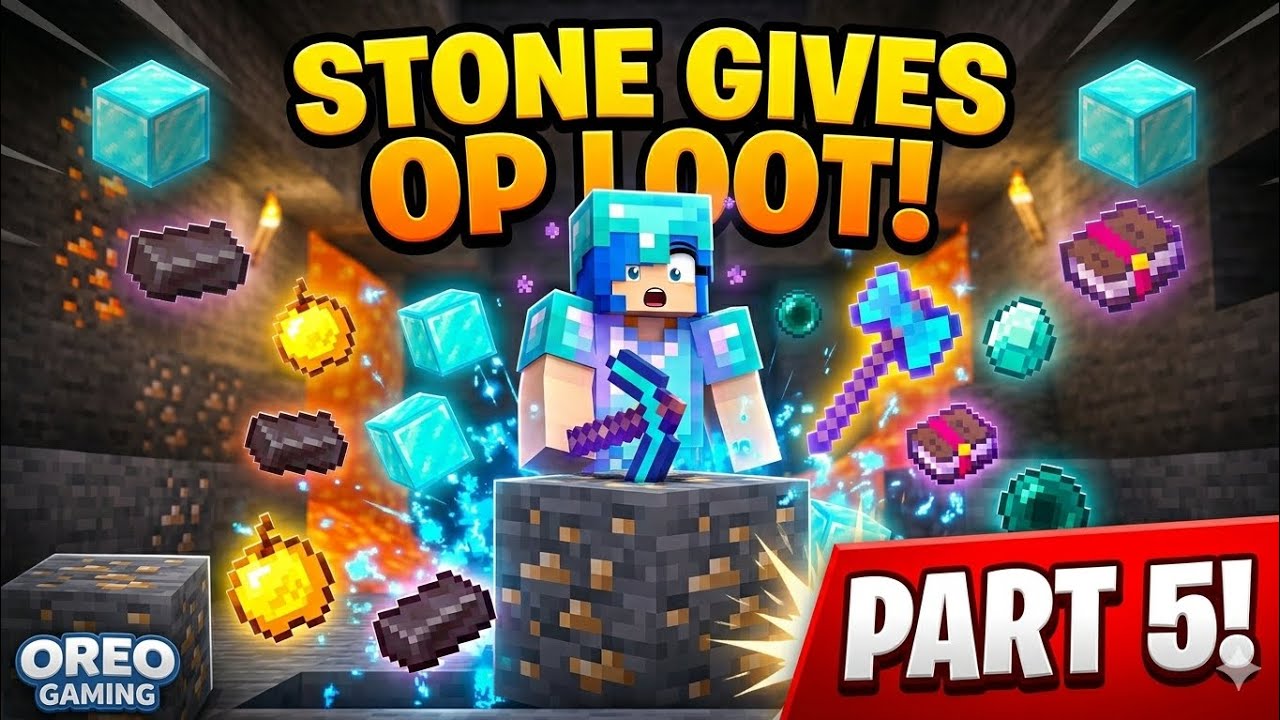 Minecraft But STONE Gives OP Loot! (Part 5) 💎 - YouTube