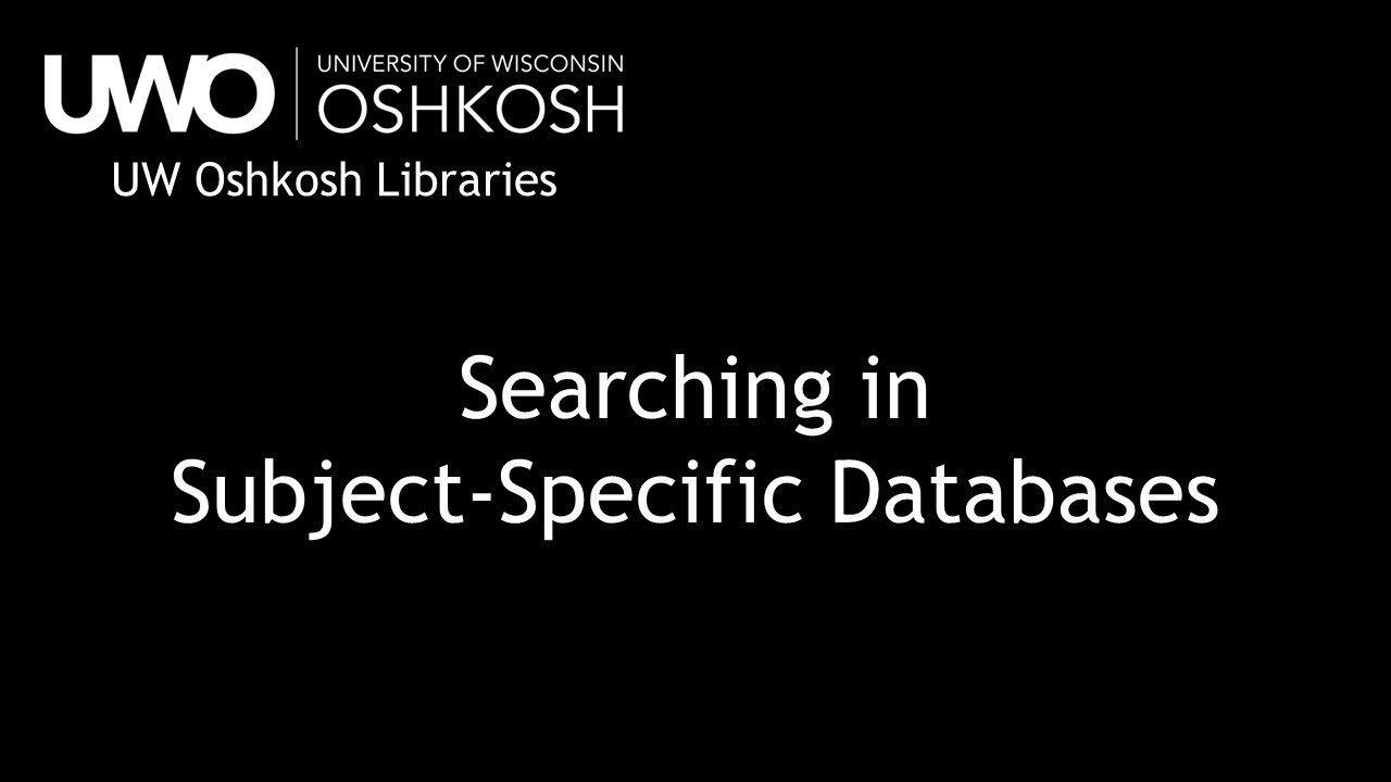 Searching in Subject-Specific Databases - YouTube