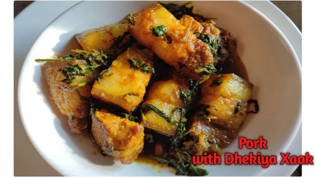 Pork With Dhekia Xaak | Pork With Fiddle Head Fern ...