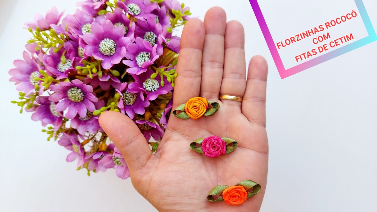 MINI FLOR/ROSA ROCOCÓ COM FITA DE CETIM-DIY MABS ARTS-MARCIA ARCANJO ...