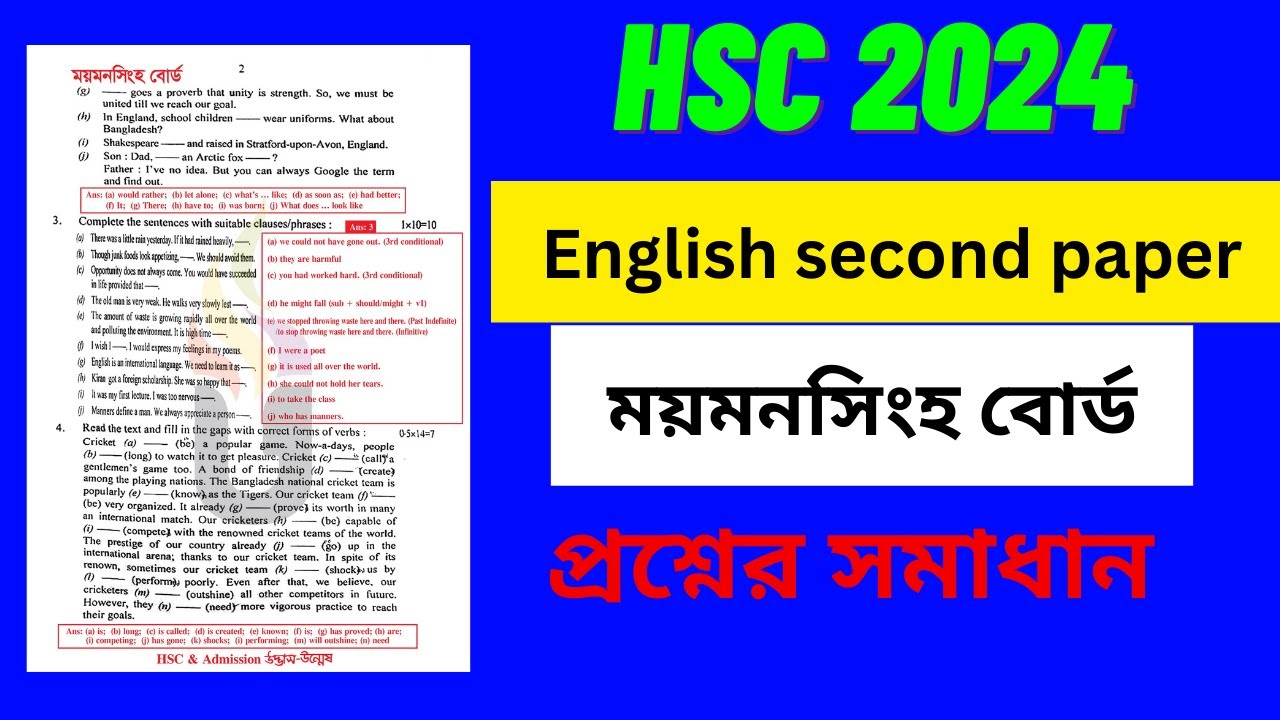 HSC 2024 Mymensingh Board English 2nd Paper Question Solution - YouTube