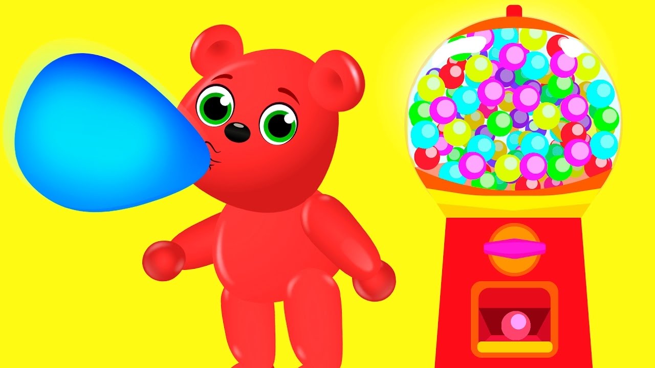 Mega Gummy Bear | Colors Gumball Machine! | Finger Family | Nursery ...