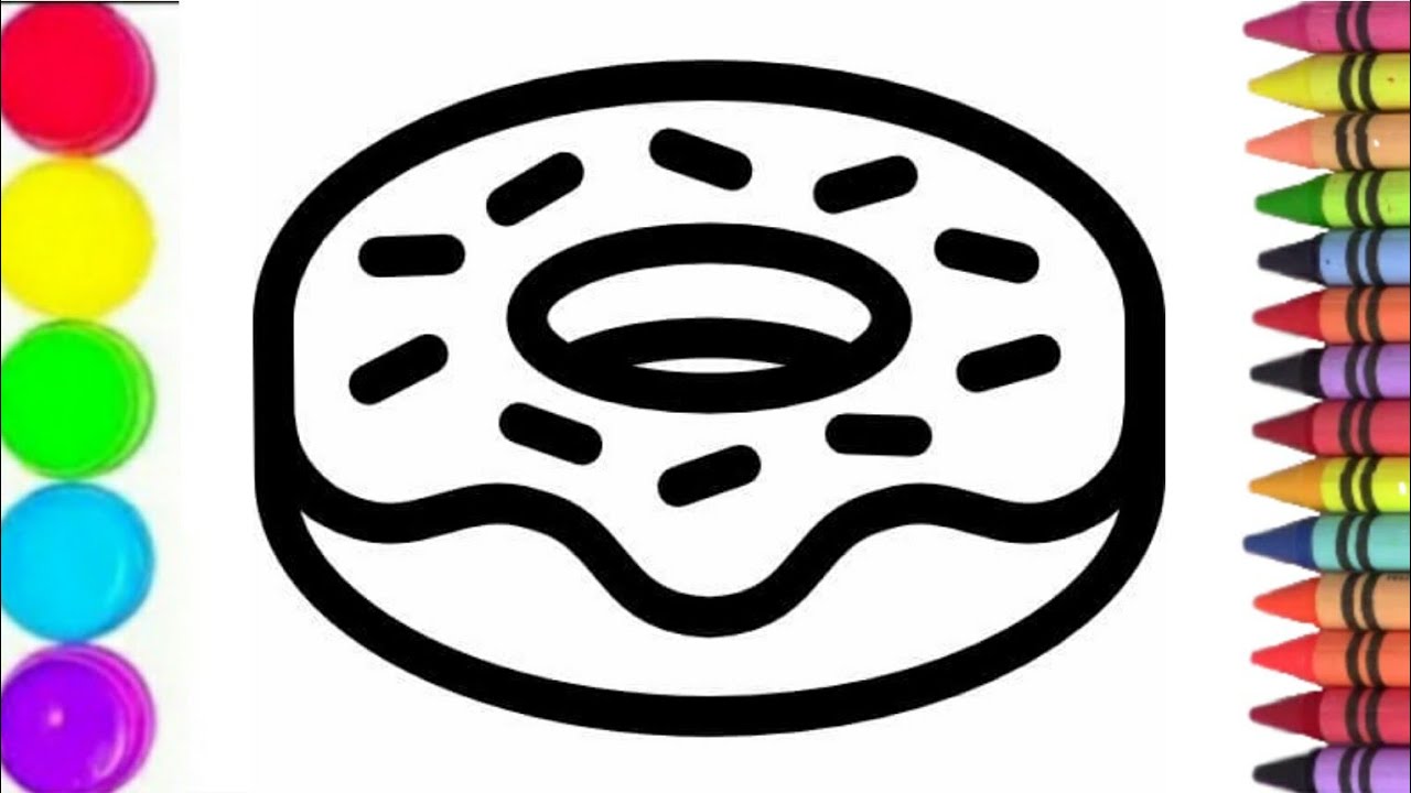 Donut Drawing,painting and coloring for kids| how to draw donut #823 ...