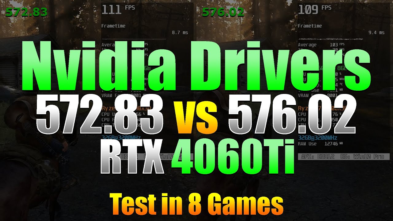 Nvidia Drivers - 572.83 vs 576.02 | RTX 4060Ti Test in 8 Games - YouTube