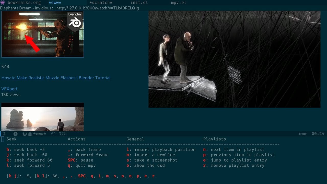 mpv create playlists of videos from Invidious with emacs - YouTube