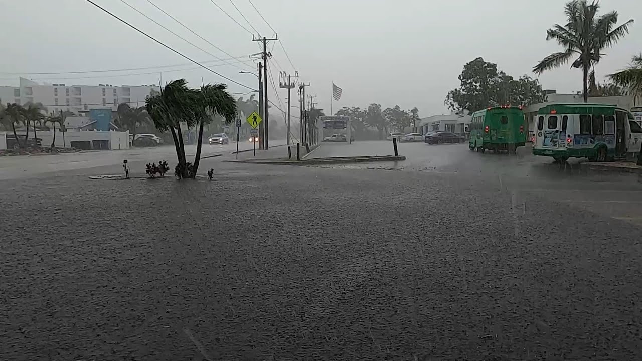 Heavy Rain, High Winds and Street Flooding, Siesta Key, FL - 6/11/2024 ...
