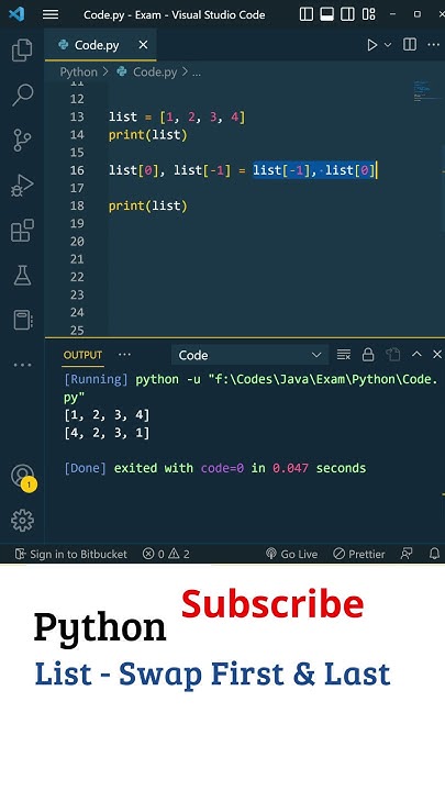 Python Interview Telugu: Python Lists Swap Items, Python For Beginners In Telugu, Python #shorts ...