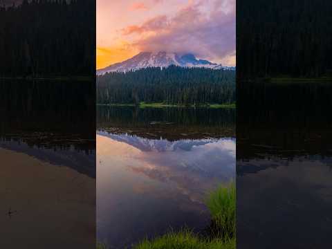 Dreamy Evening at Mount Rainier | Reflection Lake Sunset with Real Sounds in 4K Vertical