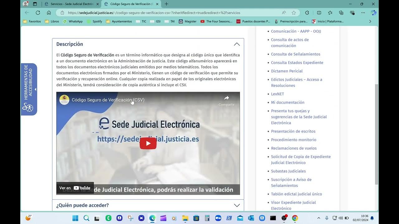 Código Seguro de Verificación Sede Judicial. Prof. Ingeniero Informático Eduardo Rojo Sánchez ...