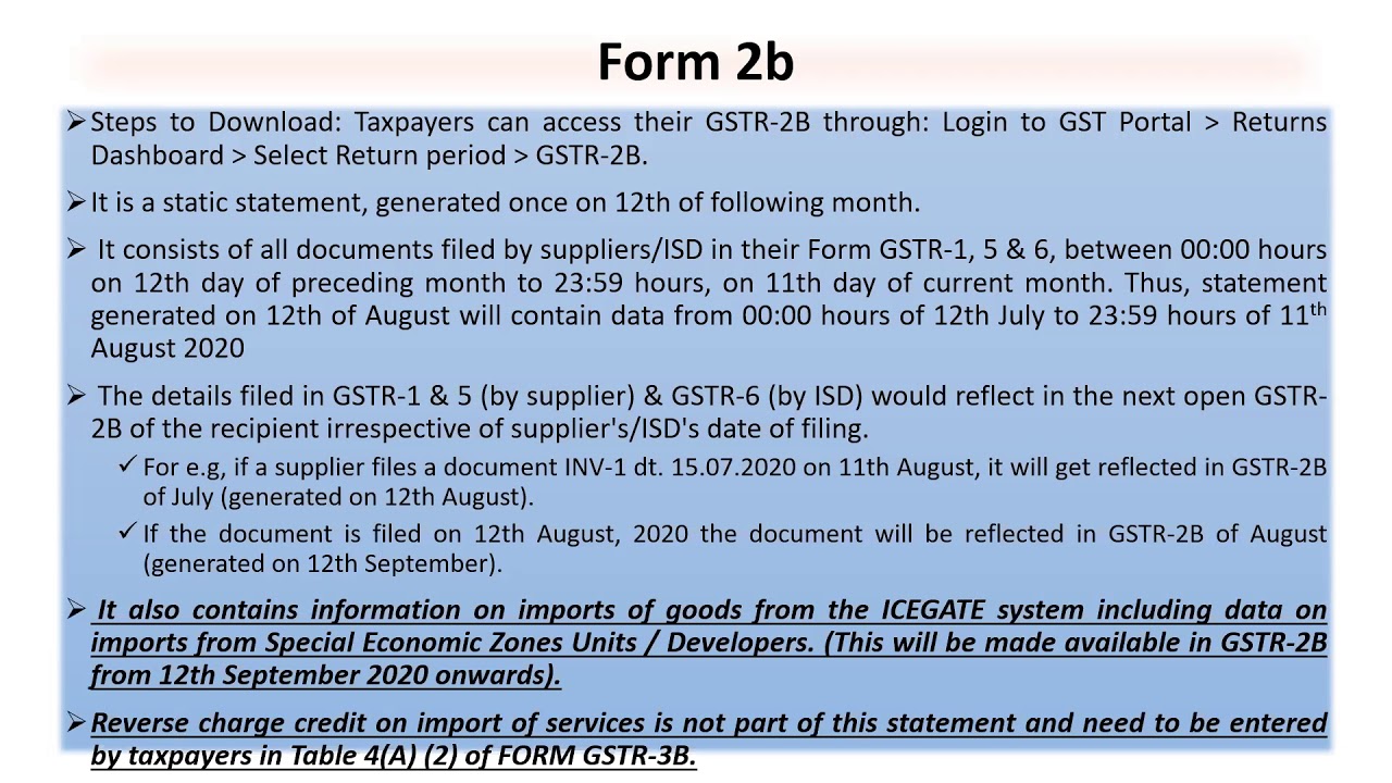 Form 2B in GSTN Portal - YouTube