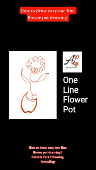 How to draw easy one line flower pot drawing? #shorts #art #drawing # ...