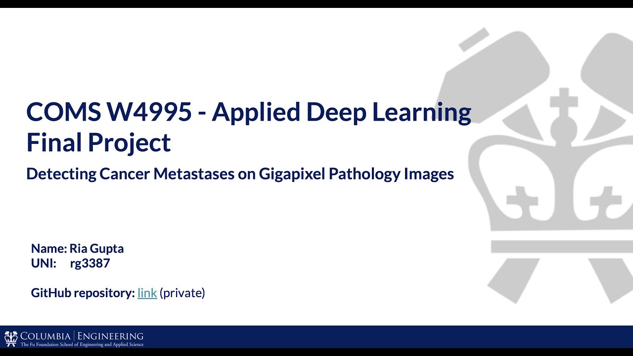 Cancer Metastases Detection on Gigapixel Pathology Images - YouTube