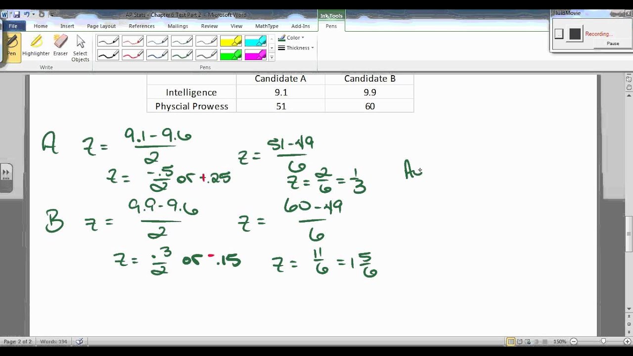 AP Stats Chapter 6 Test #8 - YouTube