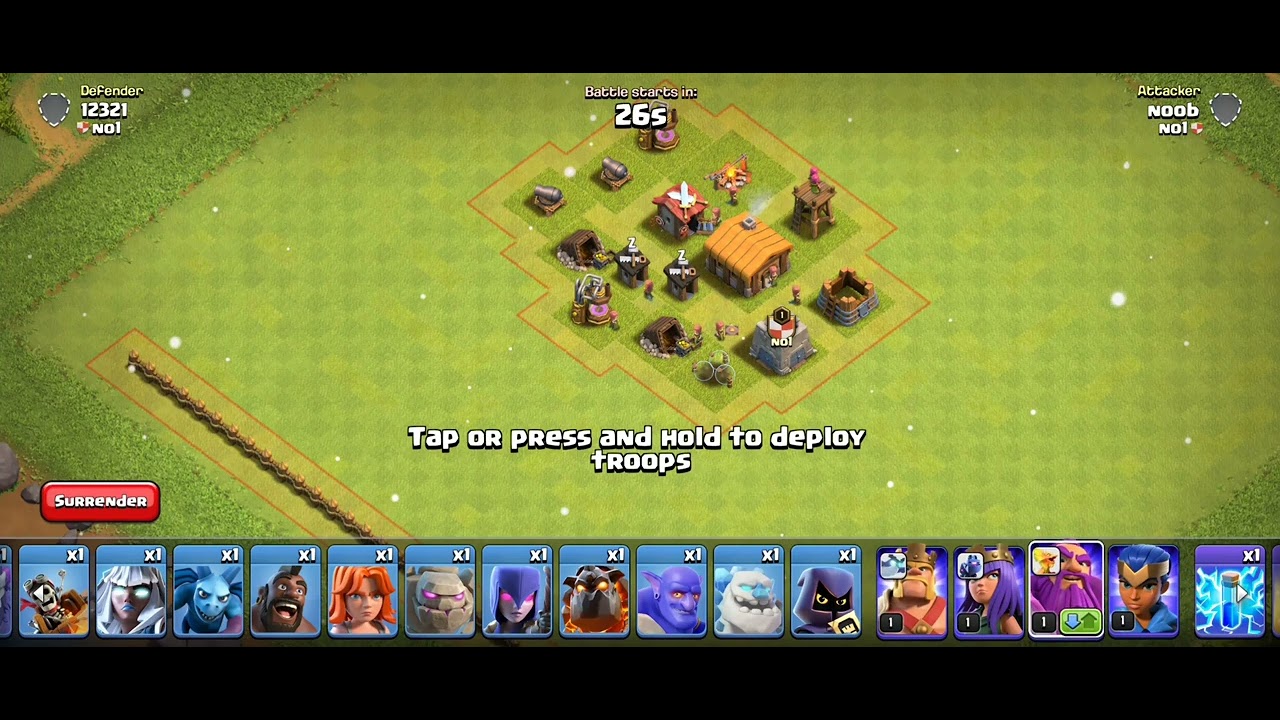 town hall 2 max vs level 1 heros - YouTube