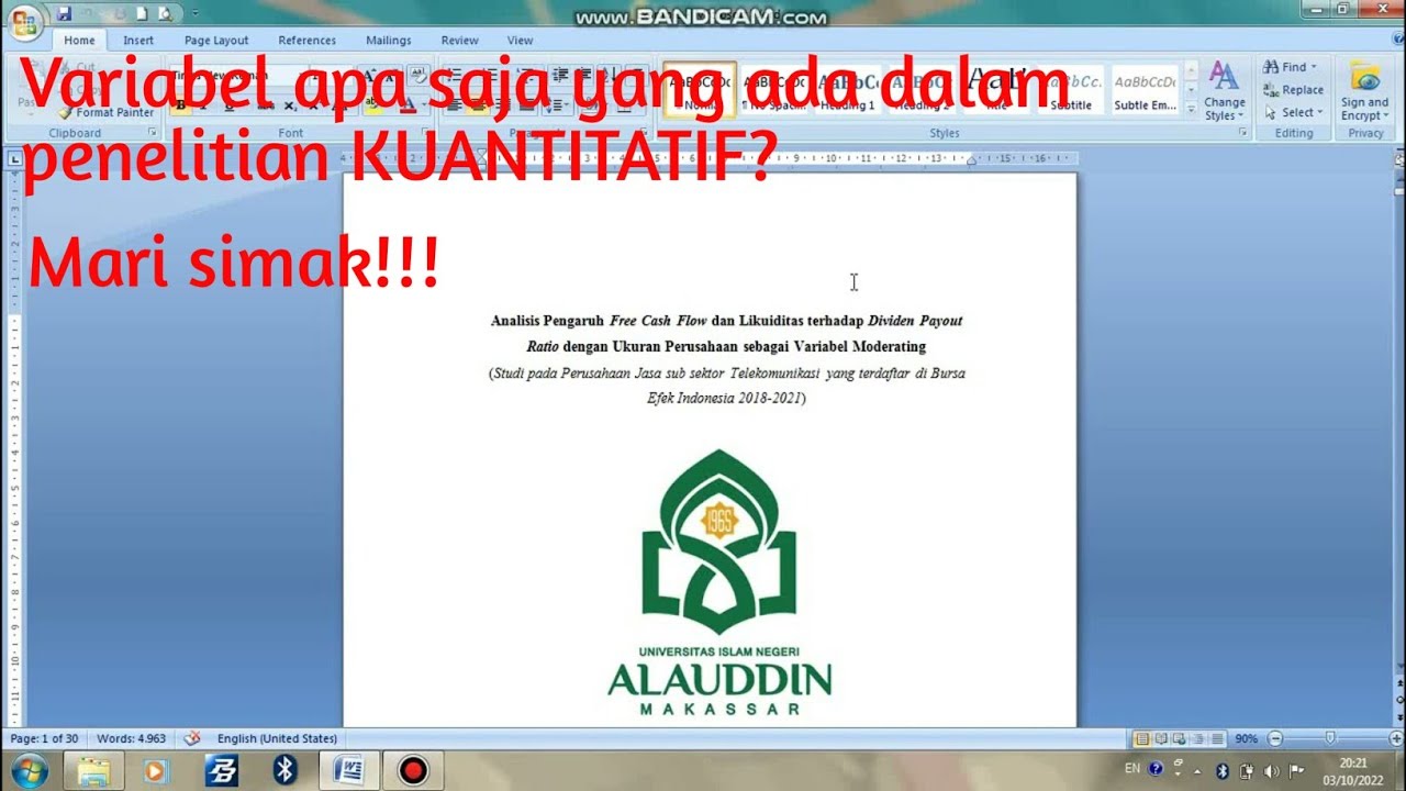 Penjelasan terkait apa itu Variabel X dan Y serta Variabel Tengah dalam ...