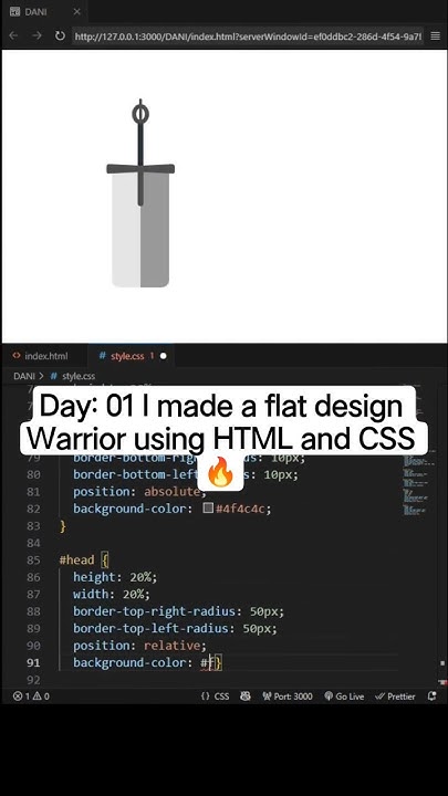 Day: 01 I made a Flat design warrior using HTML and CSS 🔥 - YouTube