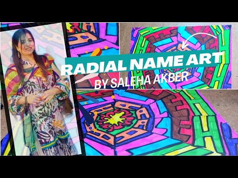 Radial Name Art || Step by Step Radial Name Art || Name Art by Saleha ...