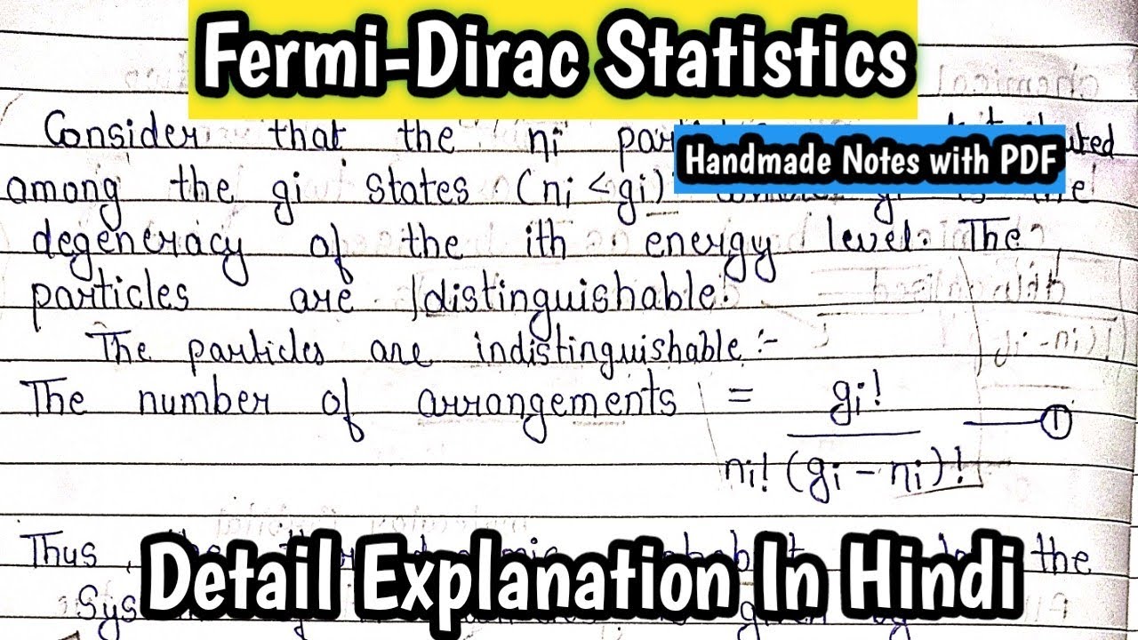 Fermi-Dirac Statistics | basic concept & Derivation |#kanhaiya_patel |#physicalchemistry - YouTube