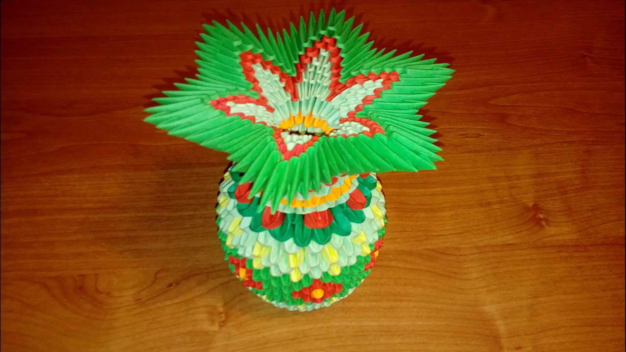 Origami modułowe: Jak zrobić wazon z papieru na sztuczne kwiatki. - YouTube