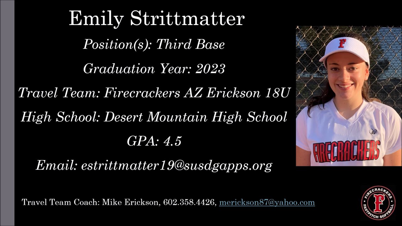 Emily Strittmatter Softball Skills Video - 2023 Third Base - YouTube
