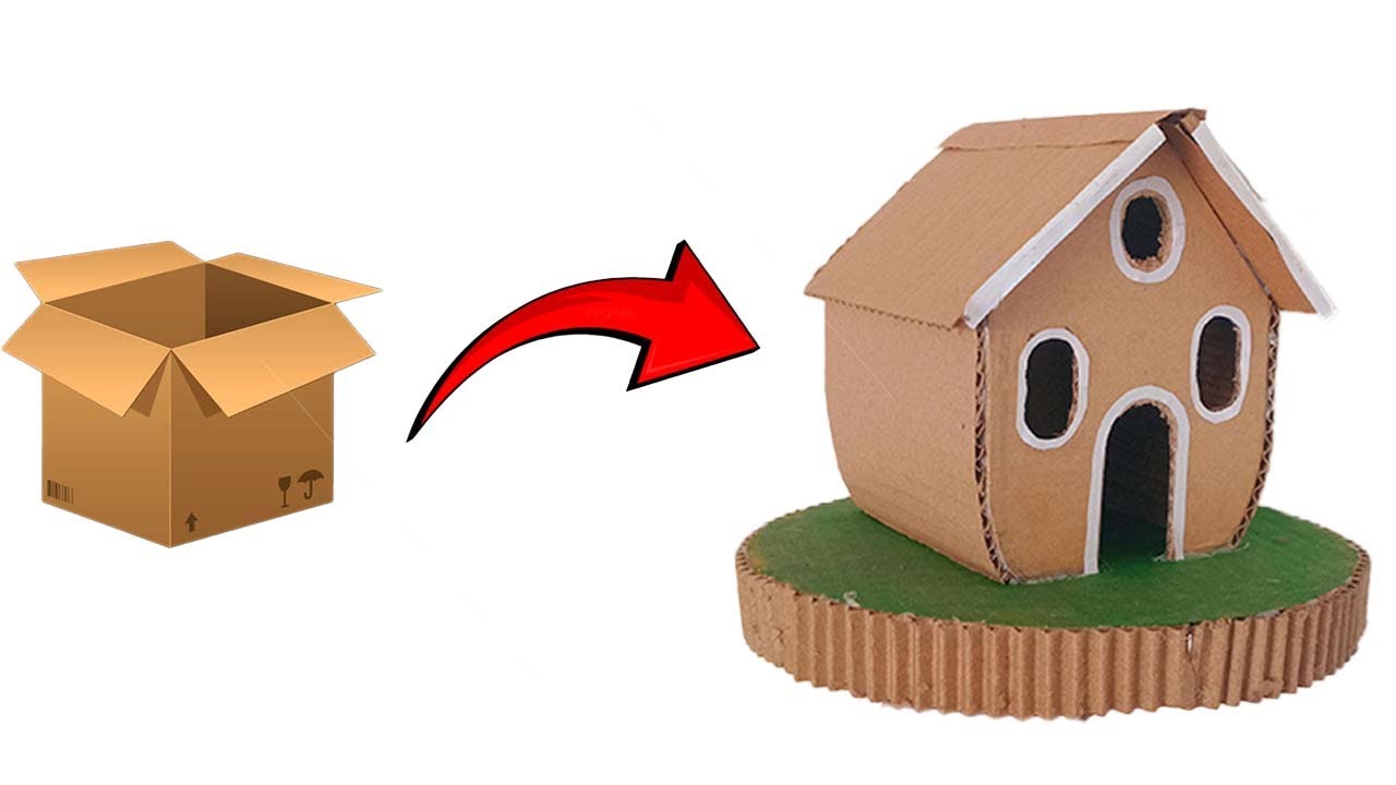 How to make simple cardboard House from cardbaord - YouTube
