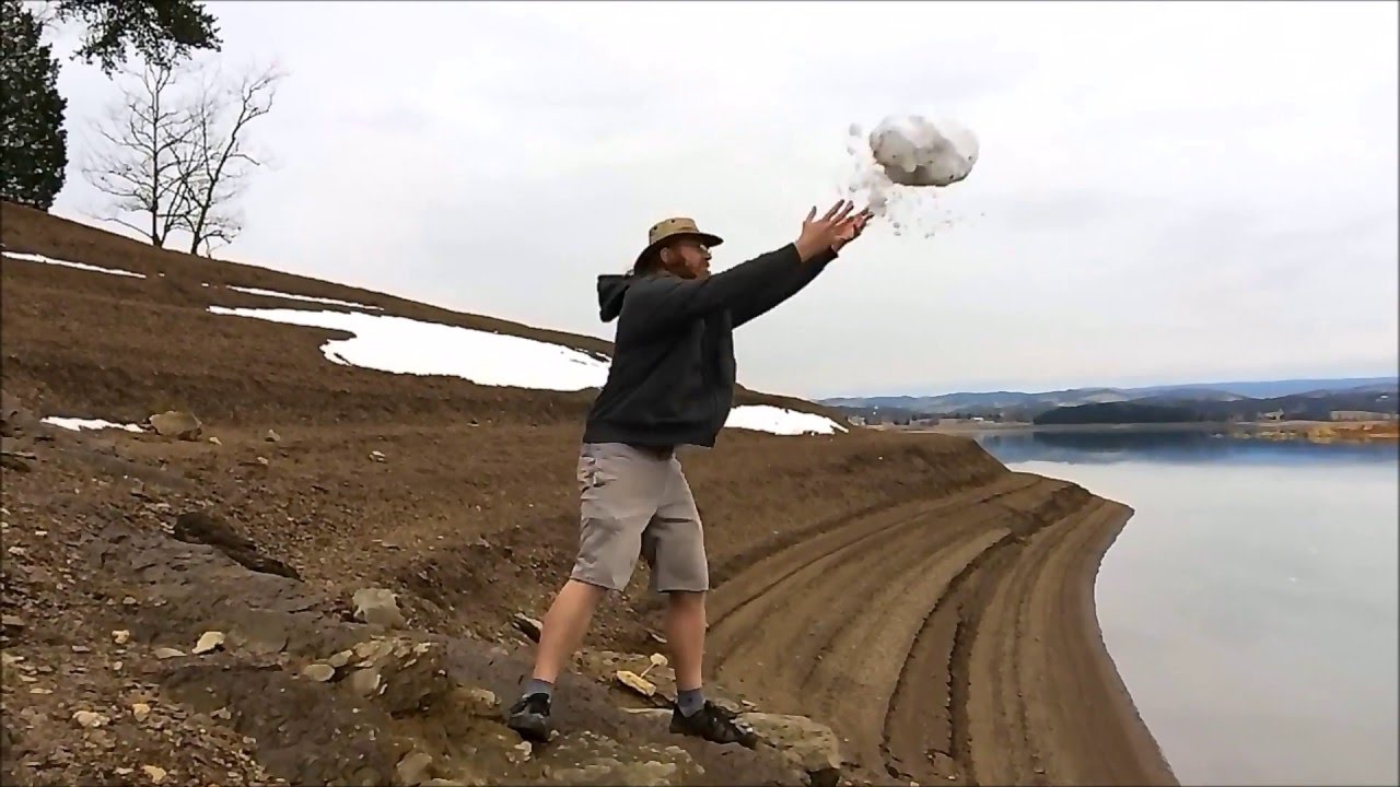Sasquatch throwing snowball into lake (Slow-mo) - YouTube