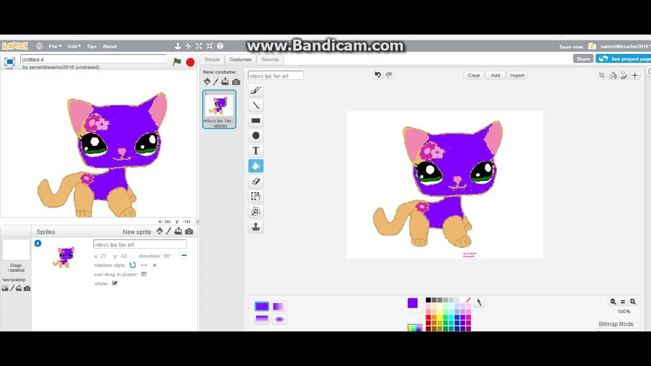 creating a neon lps cat on scratch - YouTube