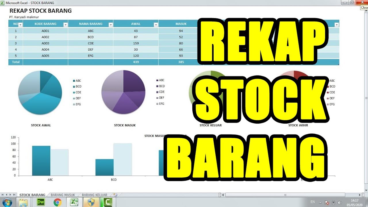 Membuat laporan Stok Barang di Microsoft Excel - YouTube
