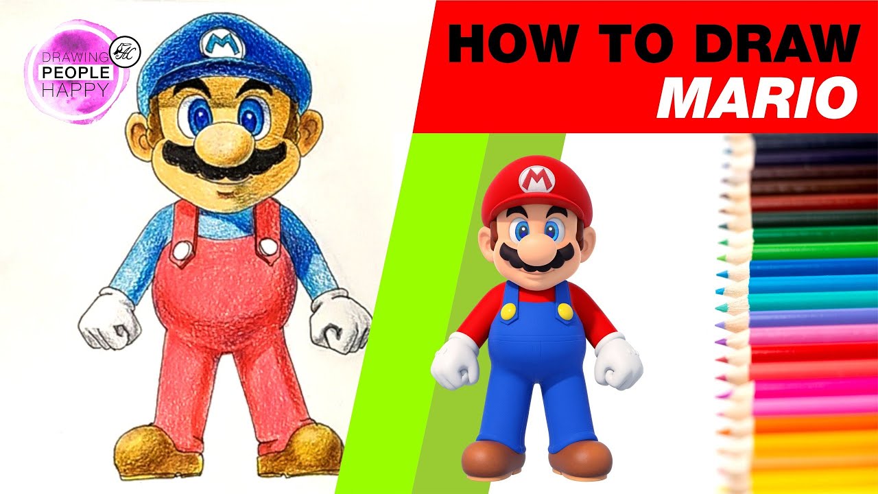 How to draw Super Mario Step by Step (Nintendo Games) - Draw Super ...