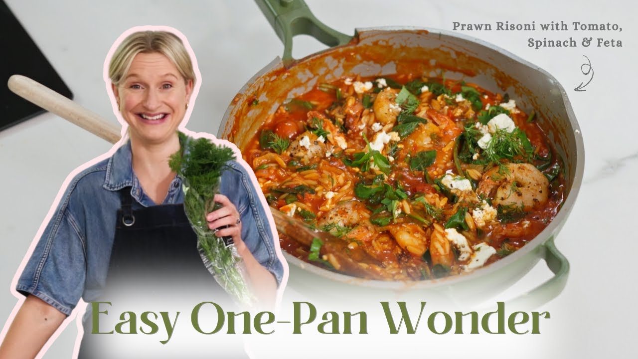 Easy One-Pan Wonder | Prawn Risoni with Tomato, Spinach & Feta - YouTube