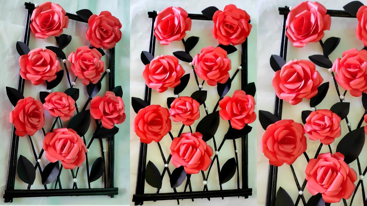 Rose wall hanging craft ideas || beautiful DIY Home decor ideas ...