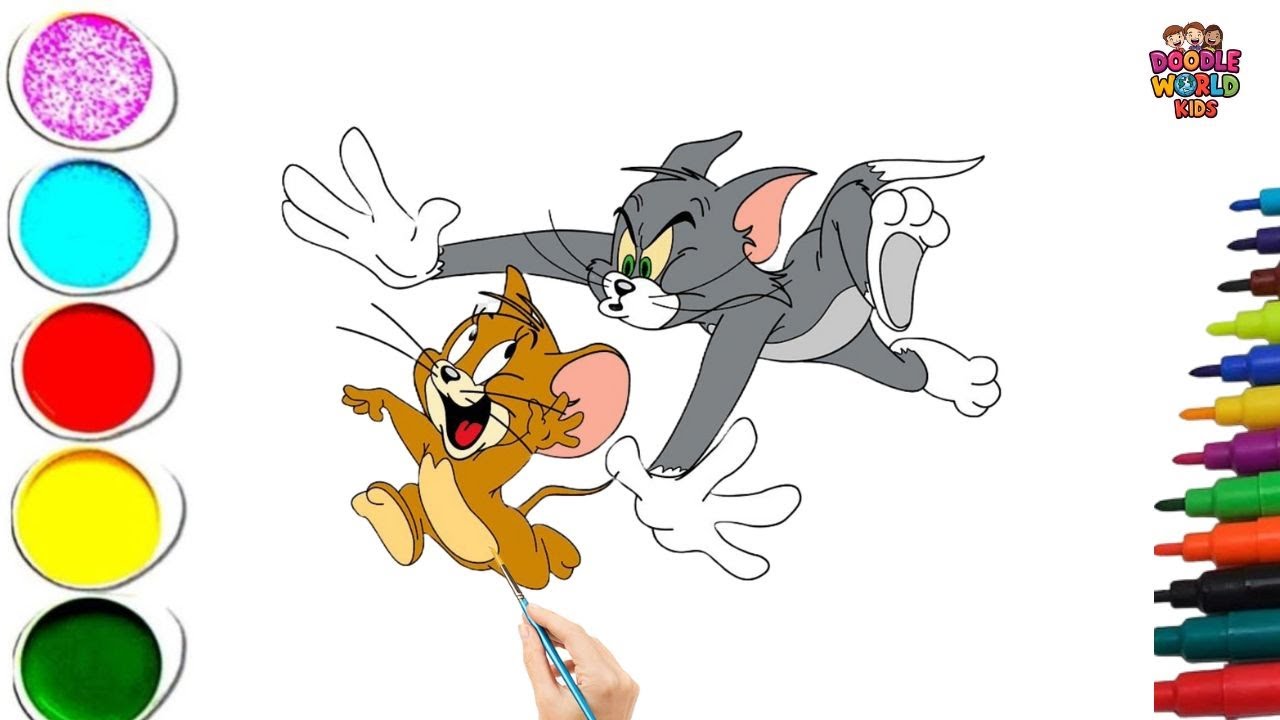 How to Draw Tom and Jerry Catching Each Other 😹🐭 | Funny Cartoon ...