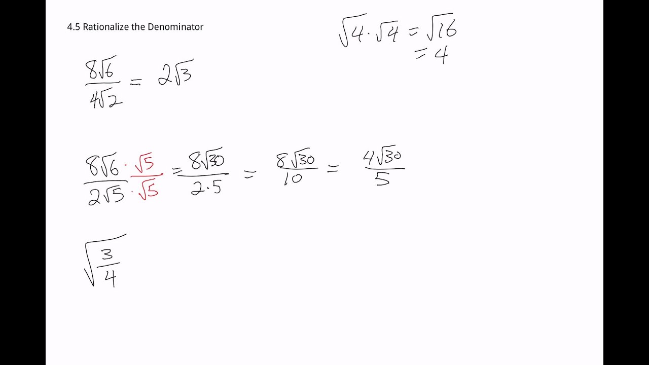 Math 20-2: 4.5 Rationalize Denominator - YouTube