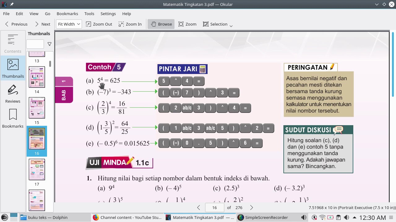 Tingkatan 3 Bab 1 menentukan nilai bagi nombor dalam bentuk indeks ...