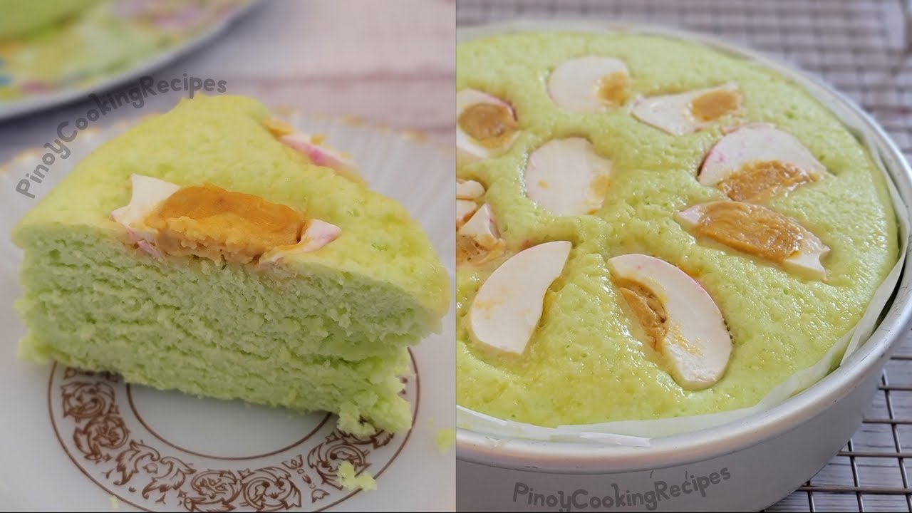 Special Pandan Cake topped with Cheese and Salted Egg - YouTube