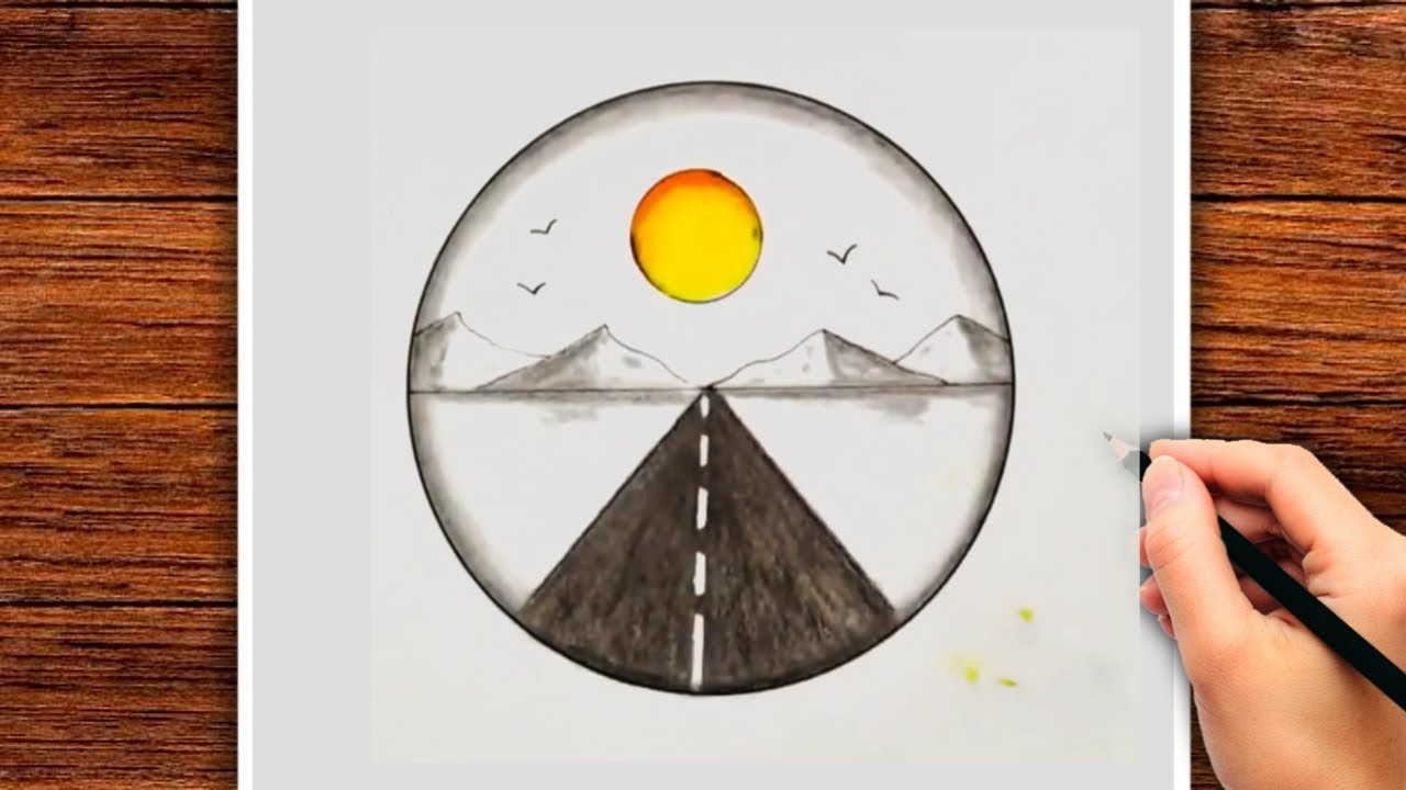 How to Draw a Sunset Road Scene | Step-by-Step Drawing Tutorial - YouTube