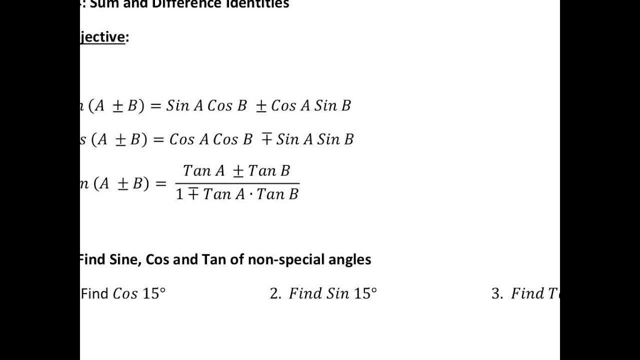 5.4 sum & difference when in radians - YouTube