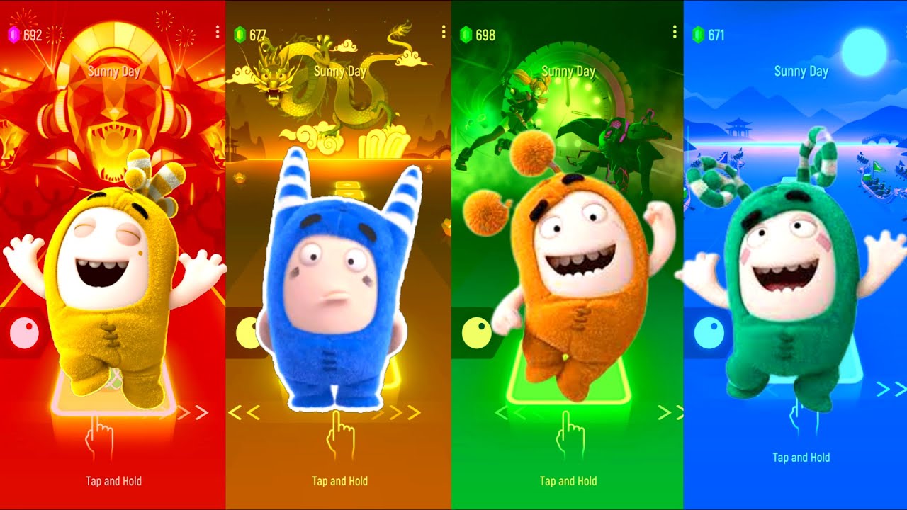 Oddbods Sweet Ride Part 1 | Bubbles vs Pogo vs Slick vs Zee | Tiles Hop ...
